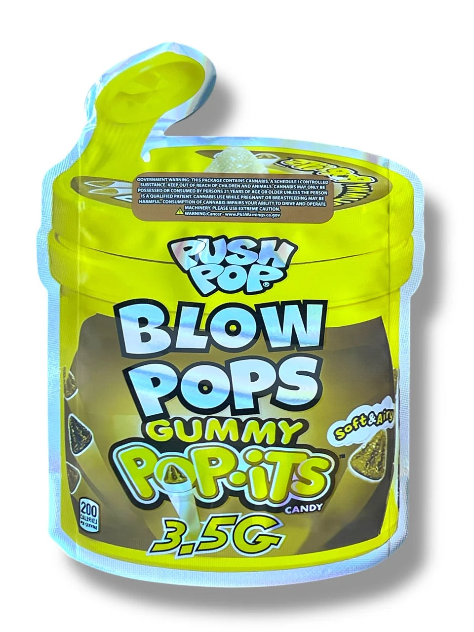Push Pop Blow Pops Gummy Pop-Its (Yellow) Mylar Bag 3.5 Grams – Supply Citi