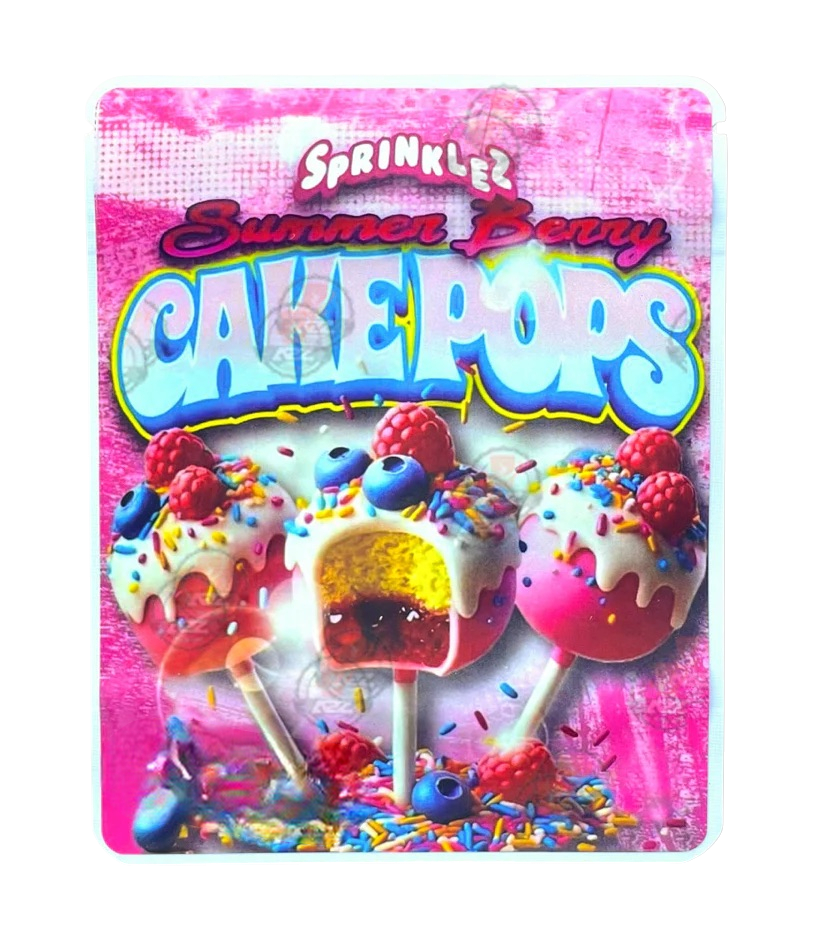 Sprinklez Summer Berry Cake Pops 3.5G Mylar Bags -With stickers and la ...